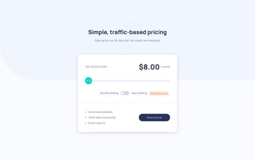 Frontend Mentor | Interactive Pricing Component - HTML / CSS / JS coding challenge solution