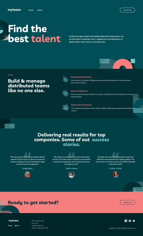 myteam multi-page website with next.js and tailwindcss coding challenge solution | Frontend Mentor