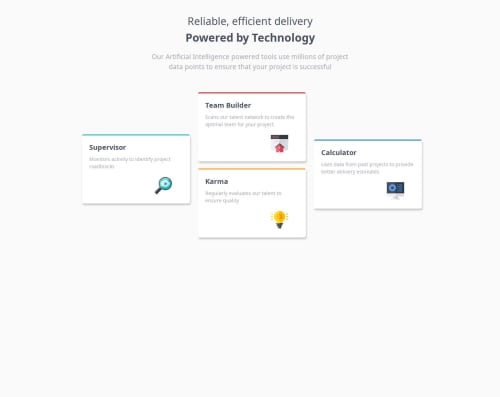Responsive Four Card Feature Section with CSS coding challenge solution