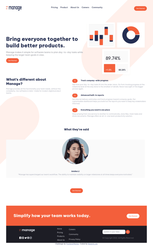 Frontend Mentor | Manage Landing Page coding challenge solution