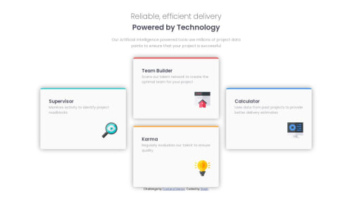 Frontend Mentor | Solution Four card feature section coding challenge solution