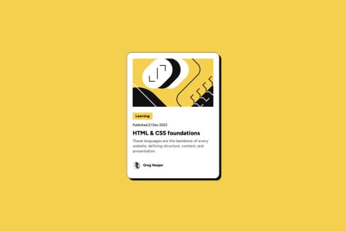 Blog preview card using HTML, CSS, and Flexbox coding challenge solution | Frontend Mentor