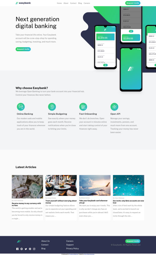 Frontend Mentor | Easybank using CSS flex and vanilla JS coding ...
