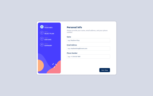 responsive multi step form coding challenge solution
