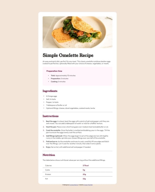 Frontend Mentor | Recipe card page using CSS flex coding challenge solution