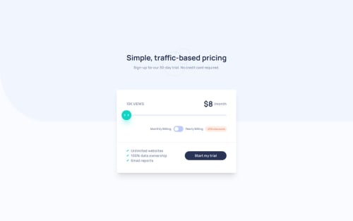 interactive-pricing-component with html, css and js. coding challenge solution | Frontend Mentor