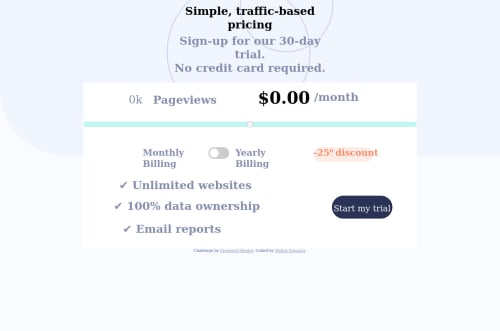 Frontend Mentor | Interactive pricing page component coding challenge solution