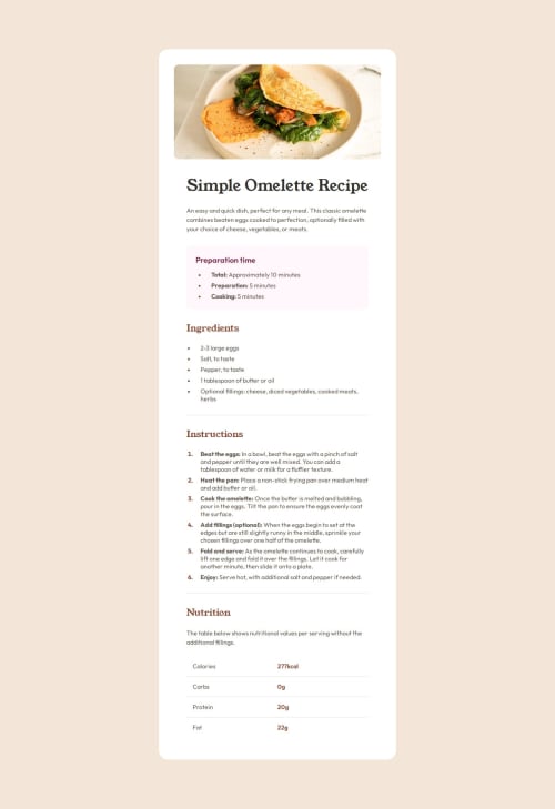 RECIPE-PAGE USING HTML AND CSS coding challenge solution | Frontend Mentor