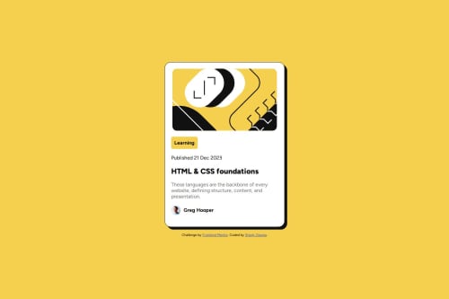 Frontend Mentor | Blog preview card using HTML and CSS coding challenge solution