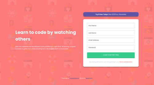 Frontend Mentor | Signup Form Using HTML, CSS, and Basic JS coding ...