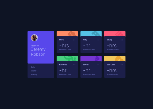 Frontend Mentor | Time tracking dashboard using json, vanilla js and css grid coding challenge ...