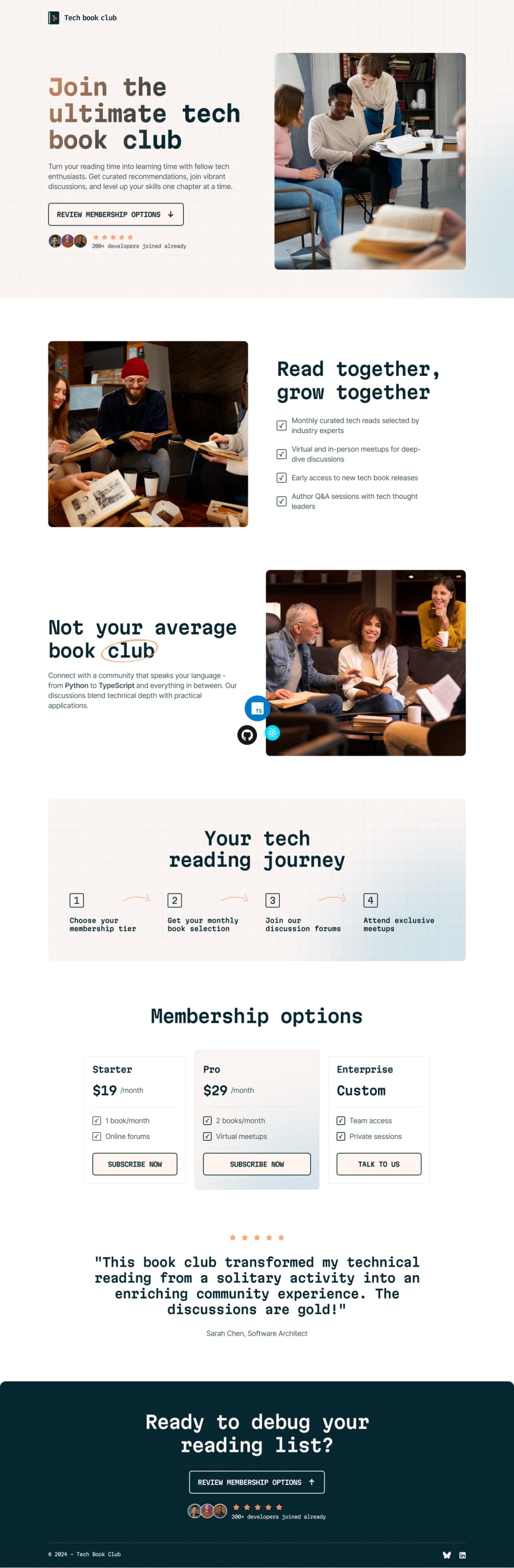 Frontend Mentor Tech Book Club Landing Page Sass Html Coding
