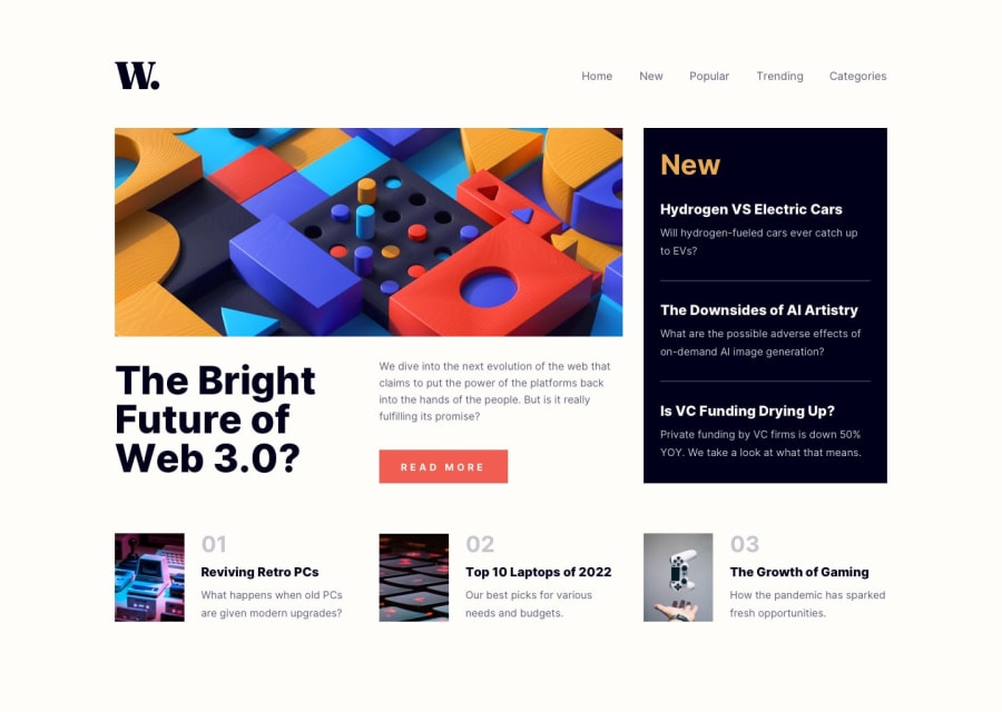 Frontend Mentor | News homepage using HTML CSS and JavaScript (Desktop first) coding challenge ...