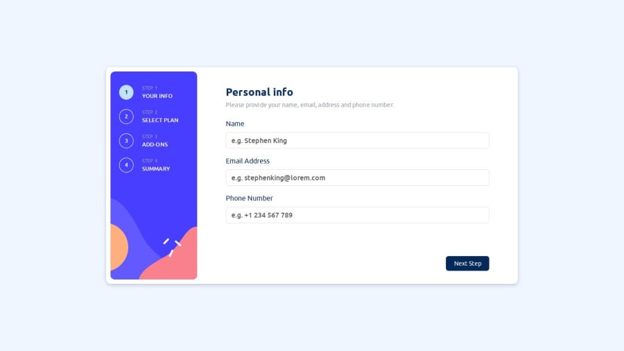 Frontend Mentor Responsive Multi Step Form Spa Application Using