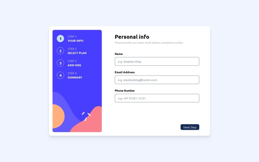 Frontend Mentor Multistep Form Using Reactjs And Tailwind Css Coding Challenge Solution