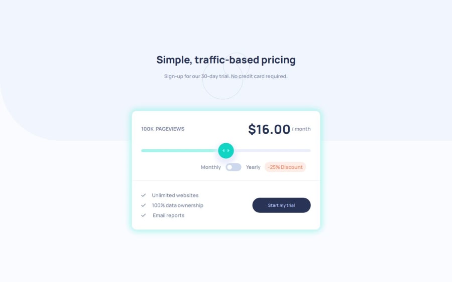 Frontend Mentor Interactive Pricing Component Coding Challenge Solution