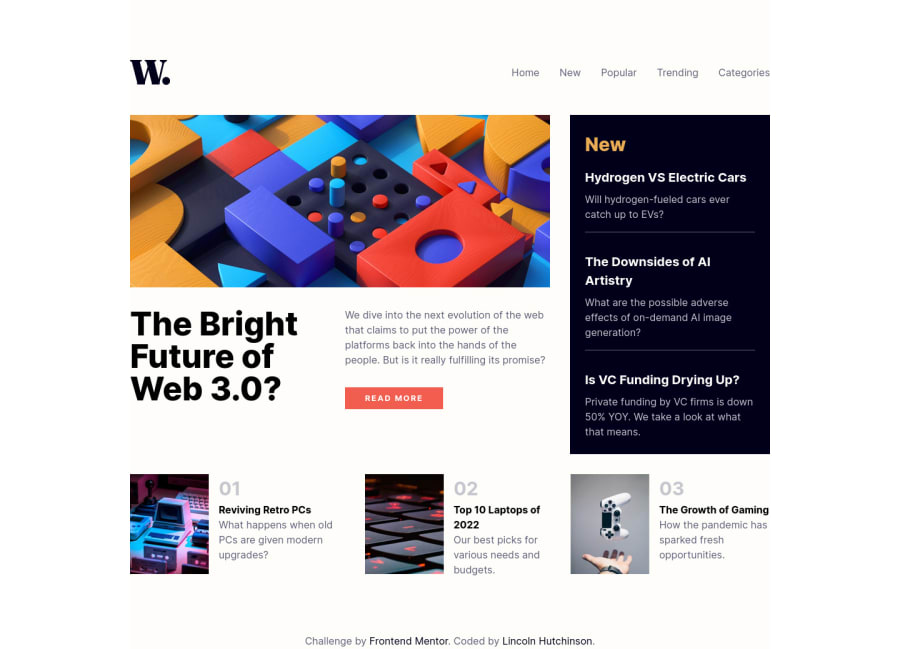 Frontend Mentor Responsive News Homepage Using Nuxtvue And Tailwind Css Coding Challenge Solution
