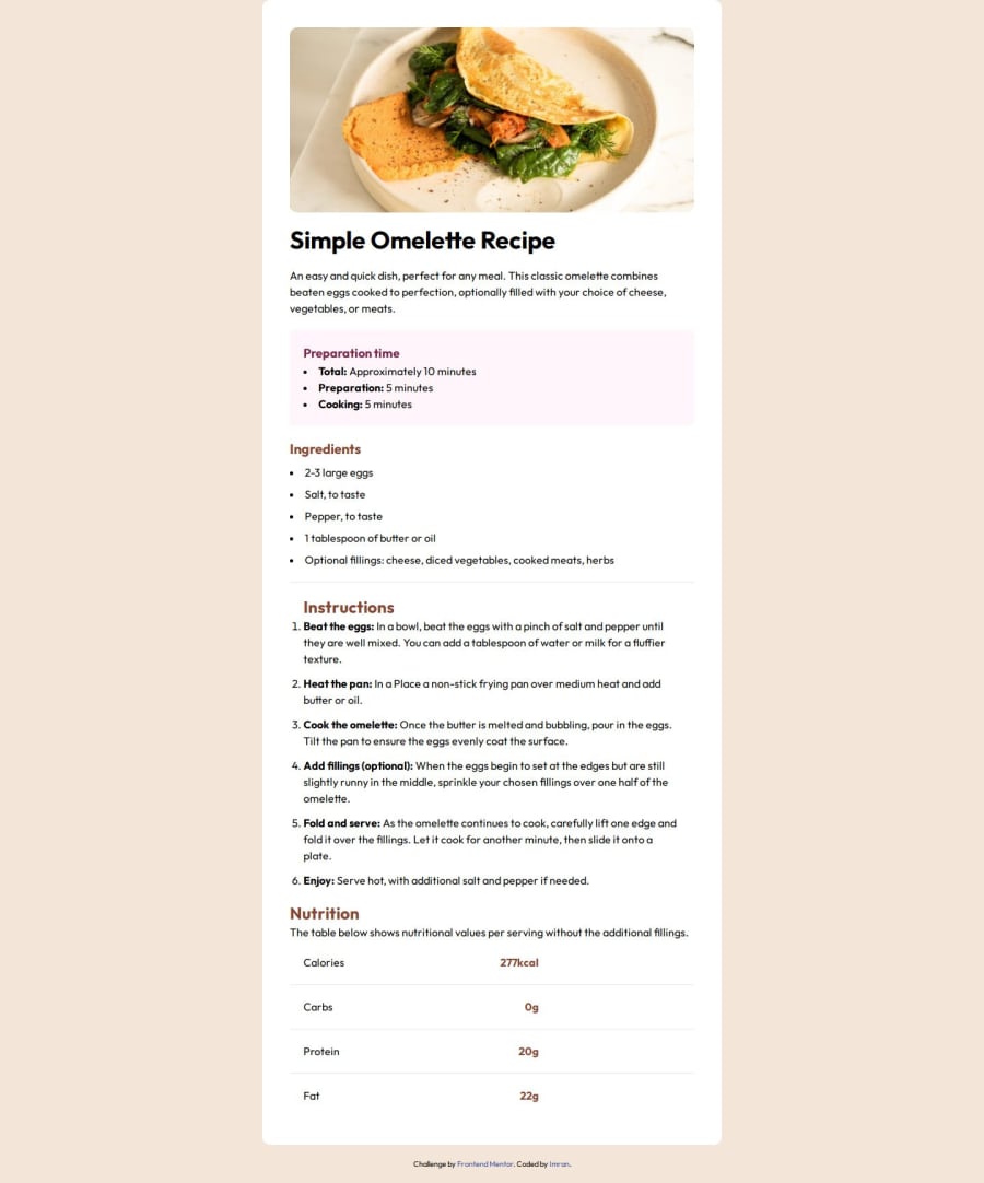 Frontend Mentor Recipe Page Tailwind Css Ui Coding Challenge Solution