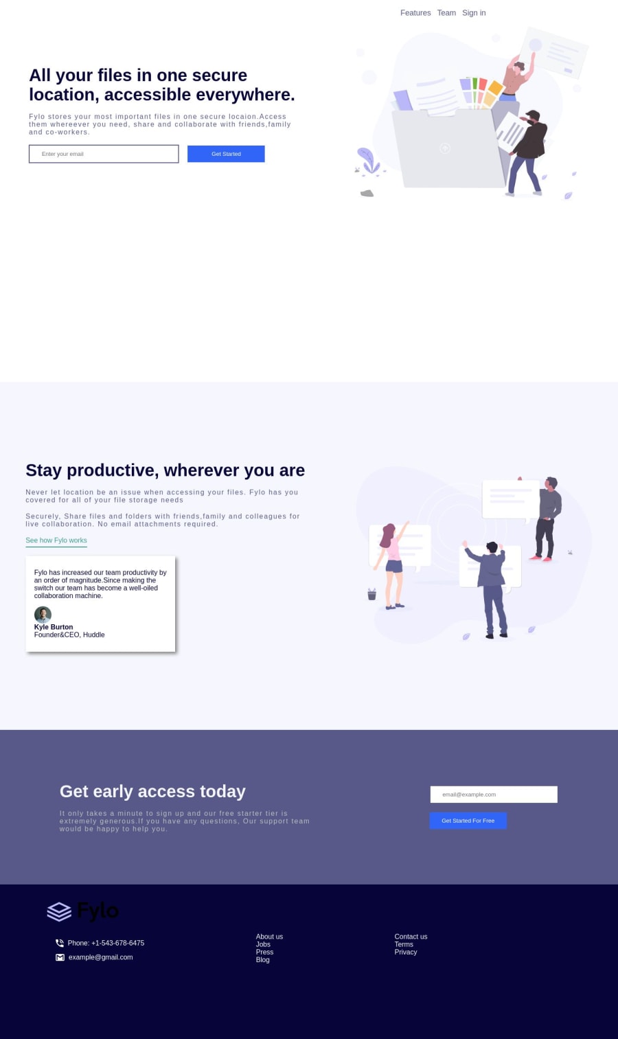 Frontend Mentor Fylo Landing Page With Two Column Layout Coding