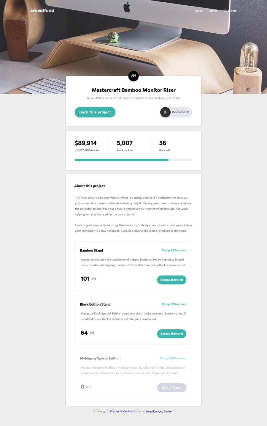 Frontend Mentor A Mobile First Crowdfunding Product Page Using Html