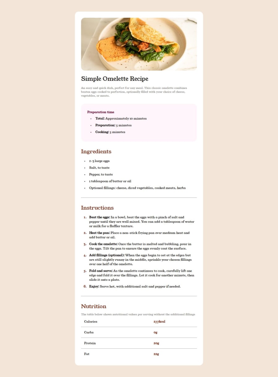 Frontend Mentor Recipe Page Using Vanilla Html And Css Coding Challenge Solution