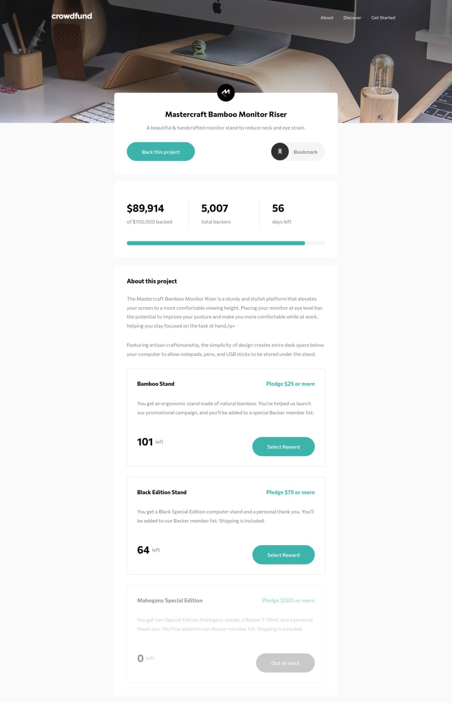 Frontend Mentor Crowdfunding Product Page With Scss And Vanilla Js