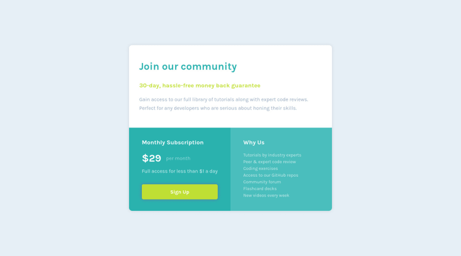 Frontend Mentor Single Price Component With Css Grid Coding Challenge Solution