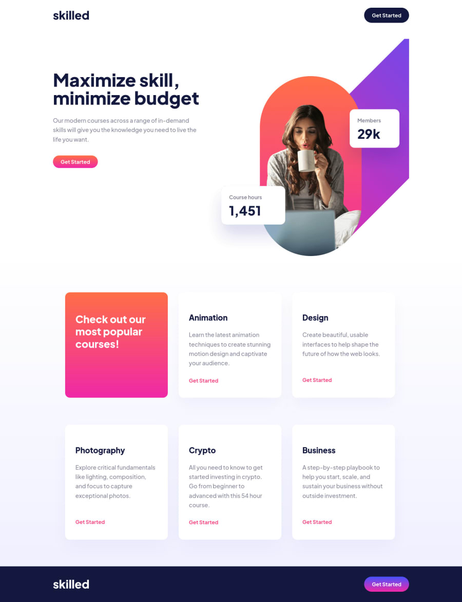 Frontend Mentor Skilled Elearning Coding Challenge Solution