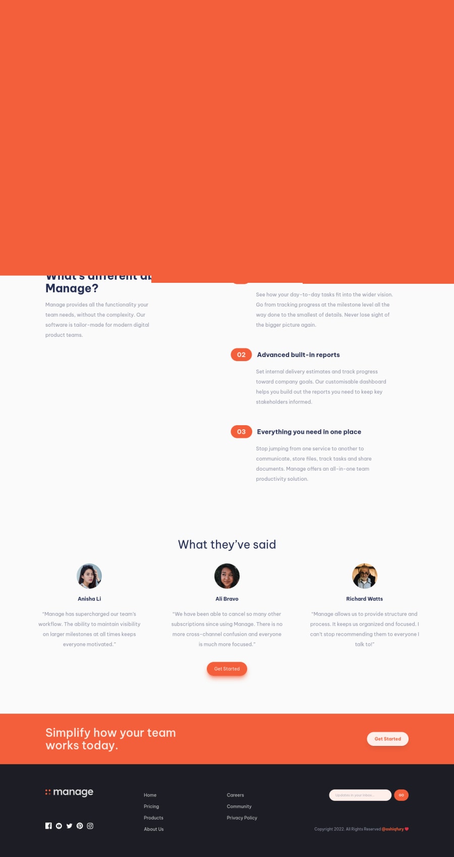 Frontend Mentor Manage Landing Page Using Tailwindcss And Gsap Coding