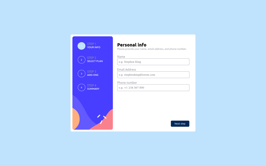 Frontend Mentor | multi step form landing page coding challenge solution Frontend Mentor | multi step form landing page coding challenge solution