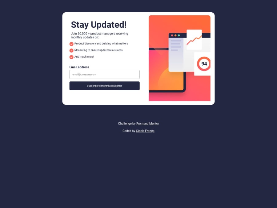 Frontend Mentor | Página responsiva de destino usando CSS flexbox e JS para validar coding ...