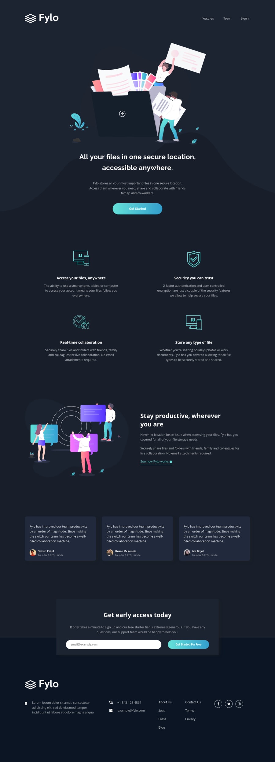 Frontend Mentor Fylo Dark Theme Landing Page Coding Challenge Solution