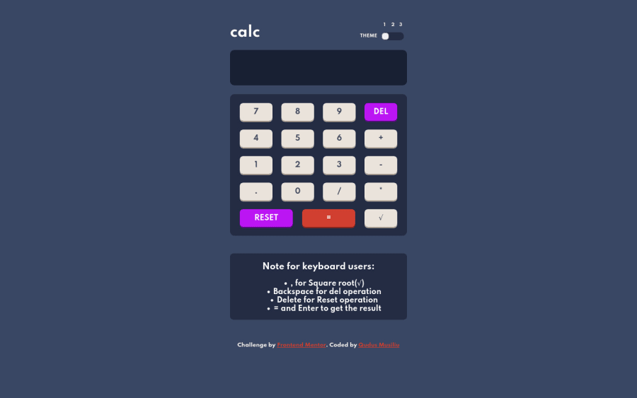 Frontend Mentor Calculator App Using Html Css And Javascript Coding Challenge Solution 4741