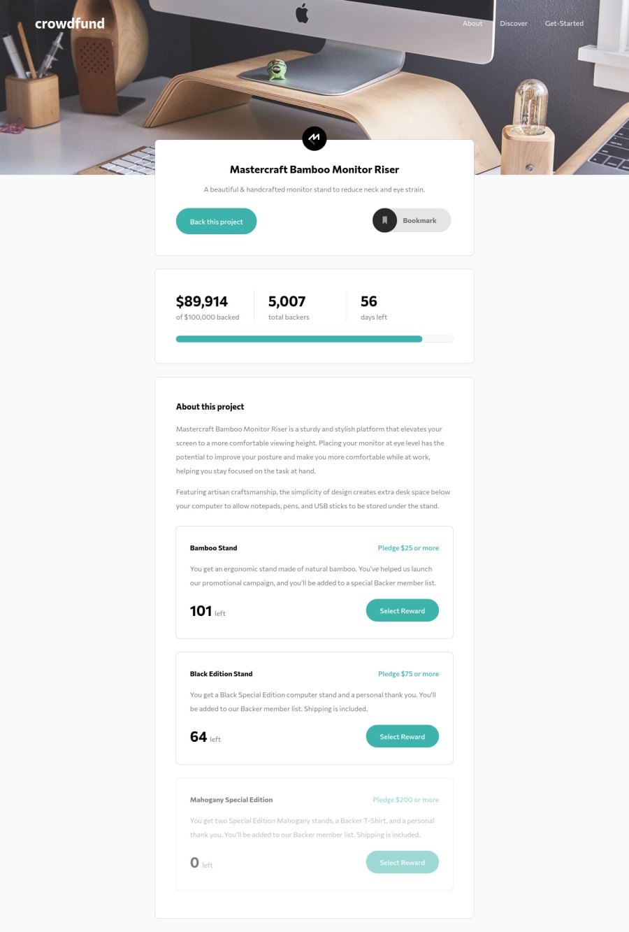 Frontend Mentor Crowdfunding Product Page Using Html Scss And Javascript Coding Challenge