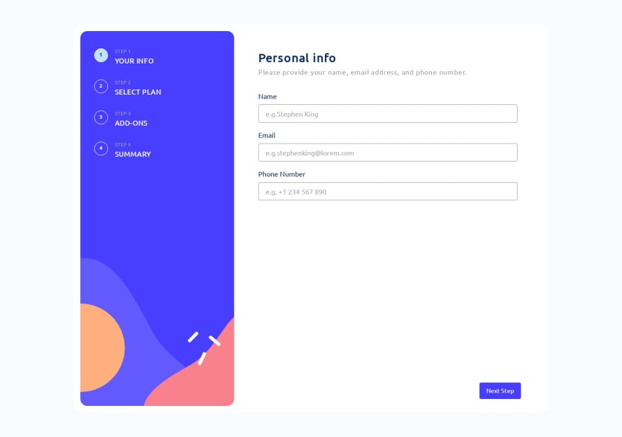Frontend Mentor Multi Step Form Using React Context Coding Challenge Solution