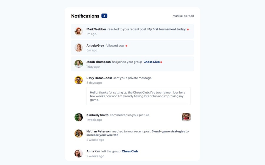 Frontend Mentor Notification Page Native Html Css Js Dom Coding Challenge Solution