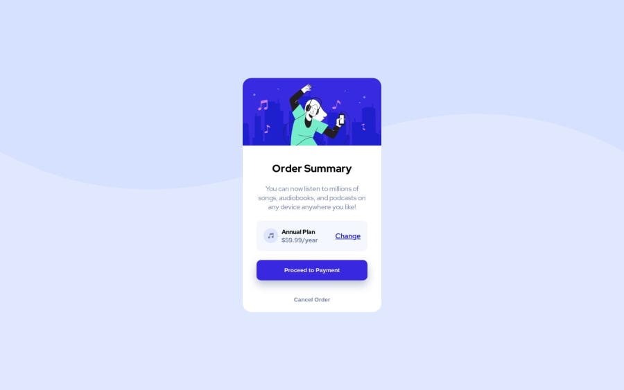 Frontend Mentor Order Summary Component Main Coding Challenge Solution