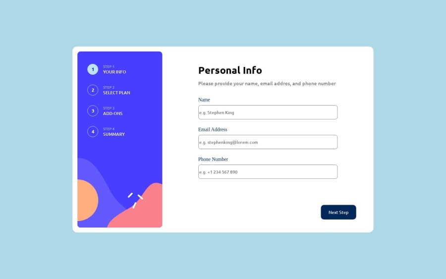 Frontend Mentor | Multi Step Form coding challenge solution Frontend Mentor | Multi Step Form coding challenge solution