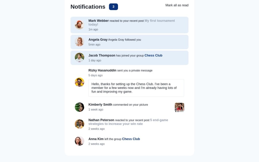 Frontend Mentor Responsive Notification Page Menu Using Html Css And Javascript Coding
