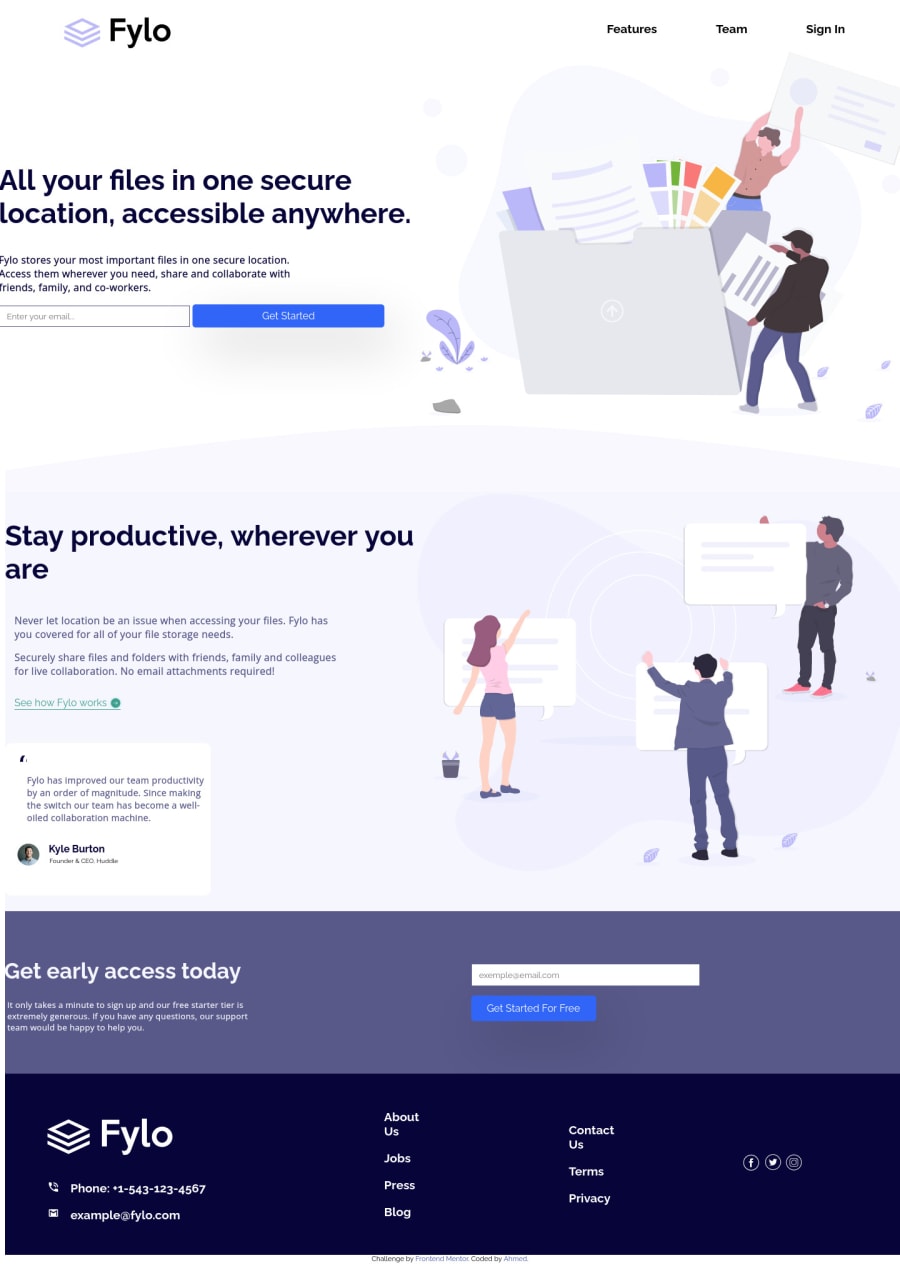 Frontend Mentor Fylo Landing Page With Two Column Layout Coding