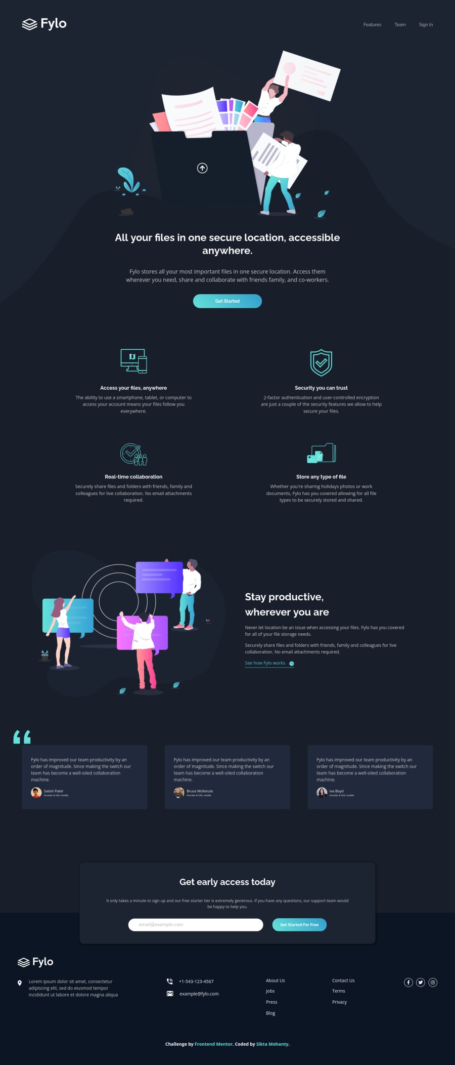 Frontend Mentor Fylo Dark Theme Landing Page Using Html Css And