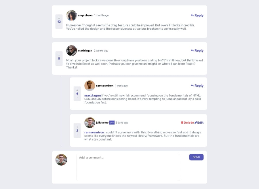 Frontend Mentor Interactive Comments Section With Angular Cli Scss