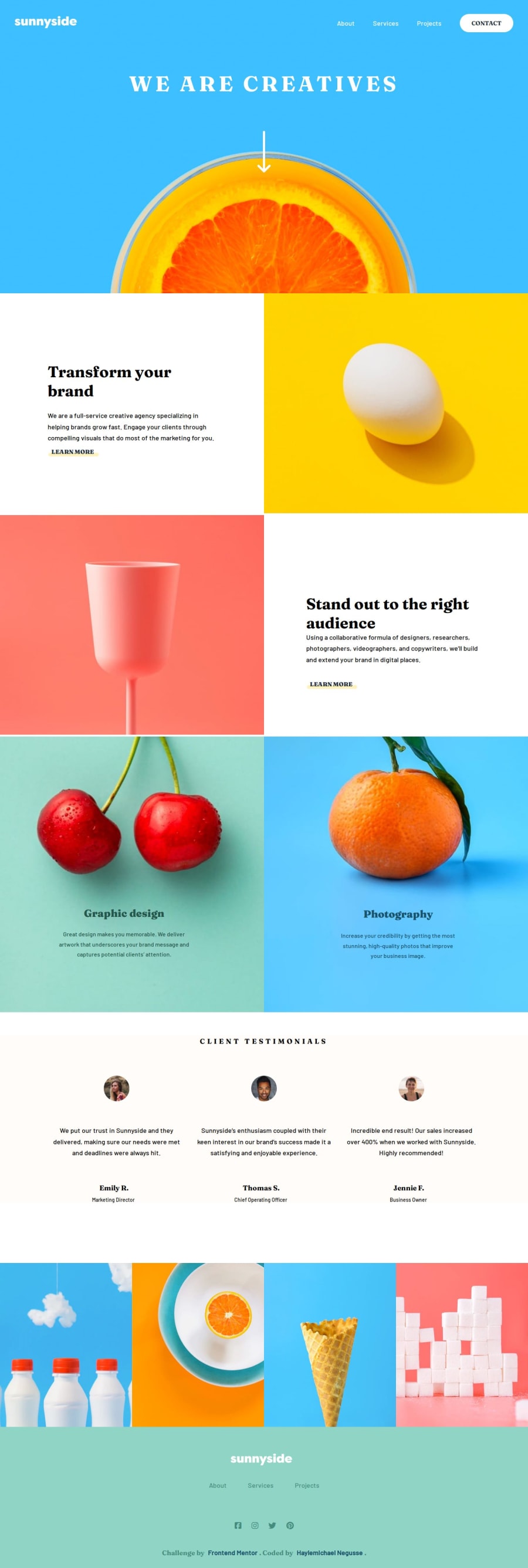 Frontend Mentor Responsive Sunny Side Agency Landing Page Using Html