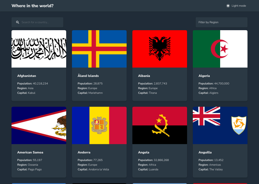Frontend Mentor Rest Countries Api W Theme Switcher Built W Sveltekit Tailwindcss Coding