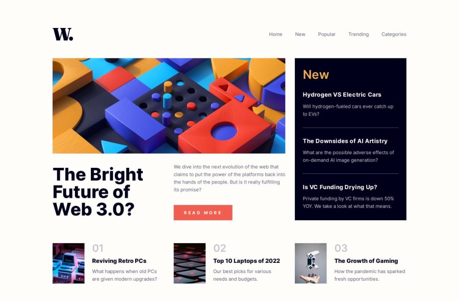 Frontend Mentor Responsive News Homepage With Css Grid Sass And Javascript Coding Challenge