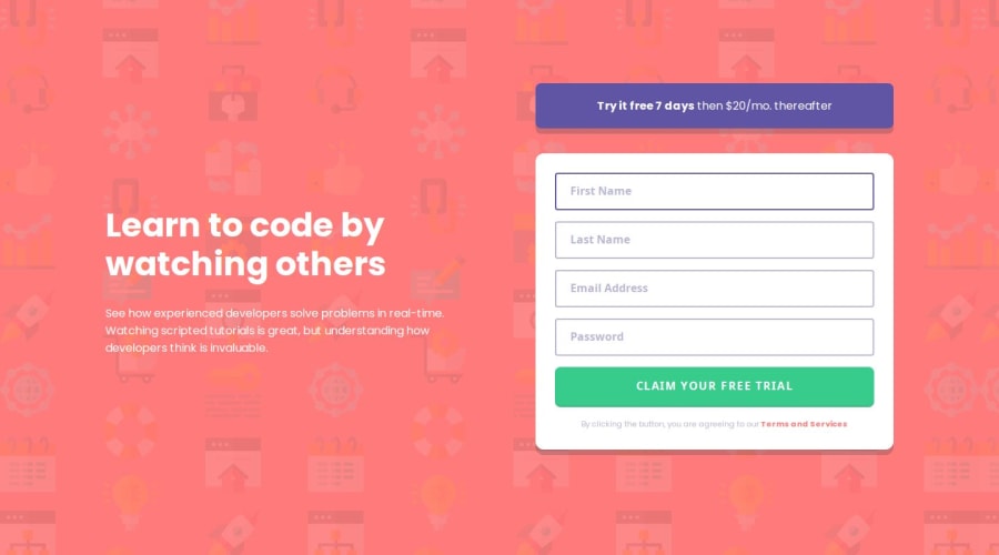 Frontend Mentor Resposive Form Using Flexbox Coding Challenge Solution