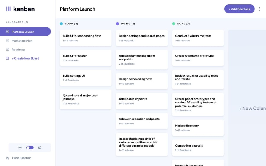 Frontend Mentor Kanban Challenge With React Tailwind Zustand And React Beautiful Dnd Coding