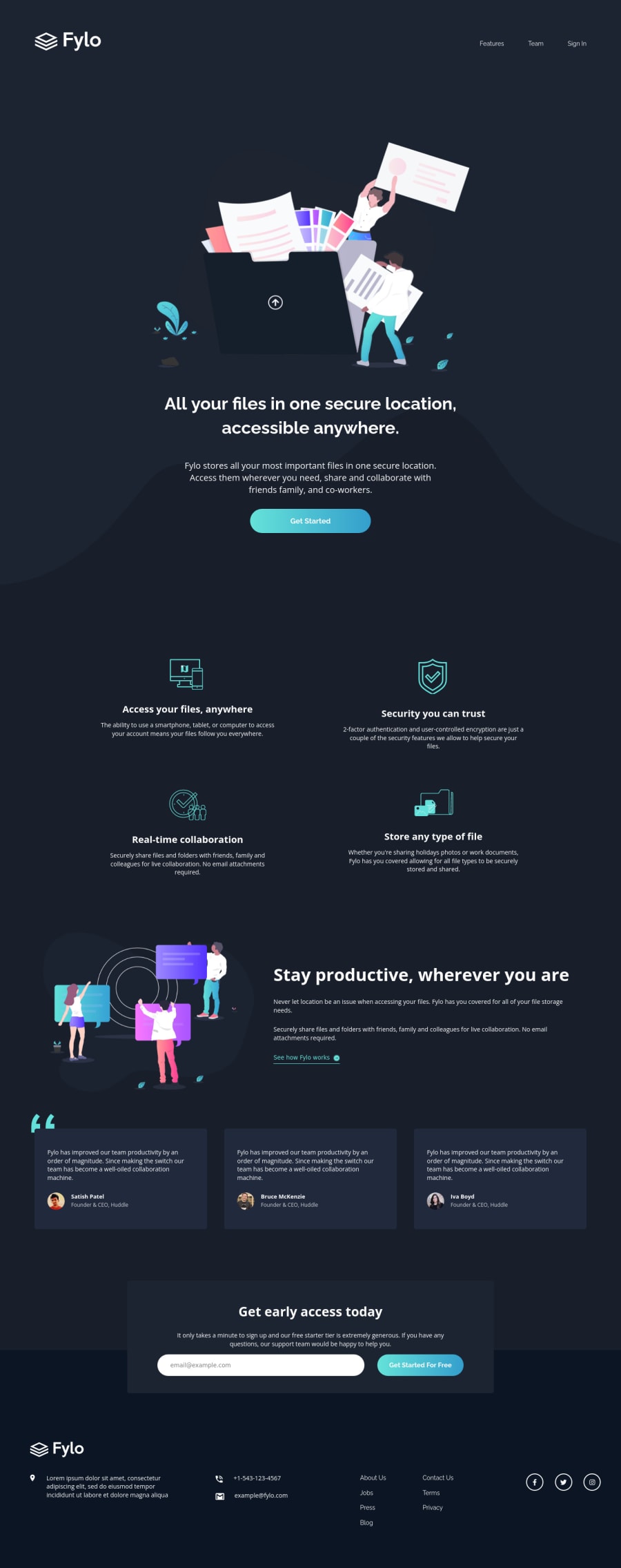 Frontend Mentor Fylo Dark Theme Landing Page Using Html Sass Scss