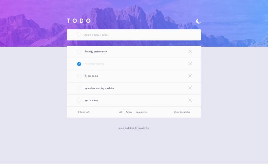Frontend Mentor Responsive Todoapp Using React With Json Api Coding Challenge Solution