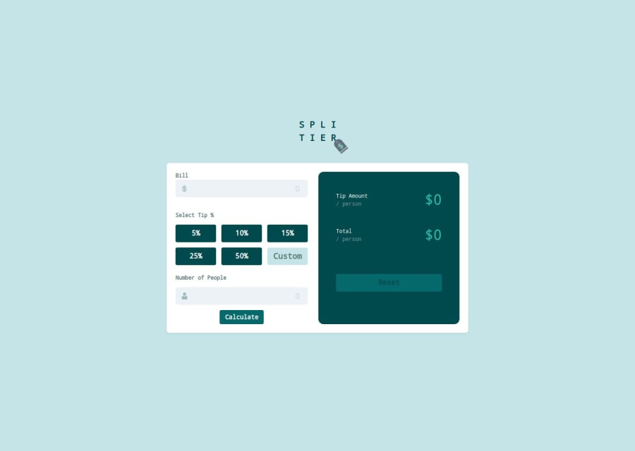Frontend Mentor Tip Calculator App Coding Challenge Solution